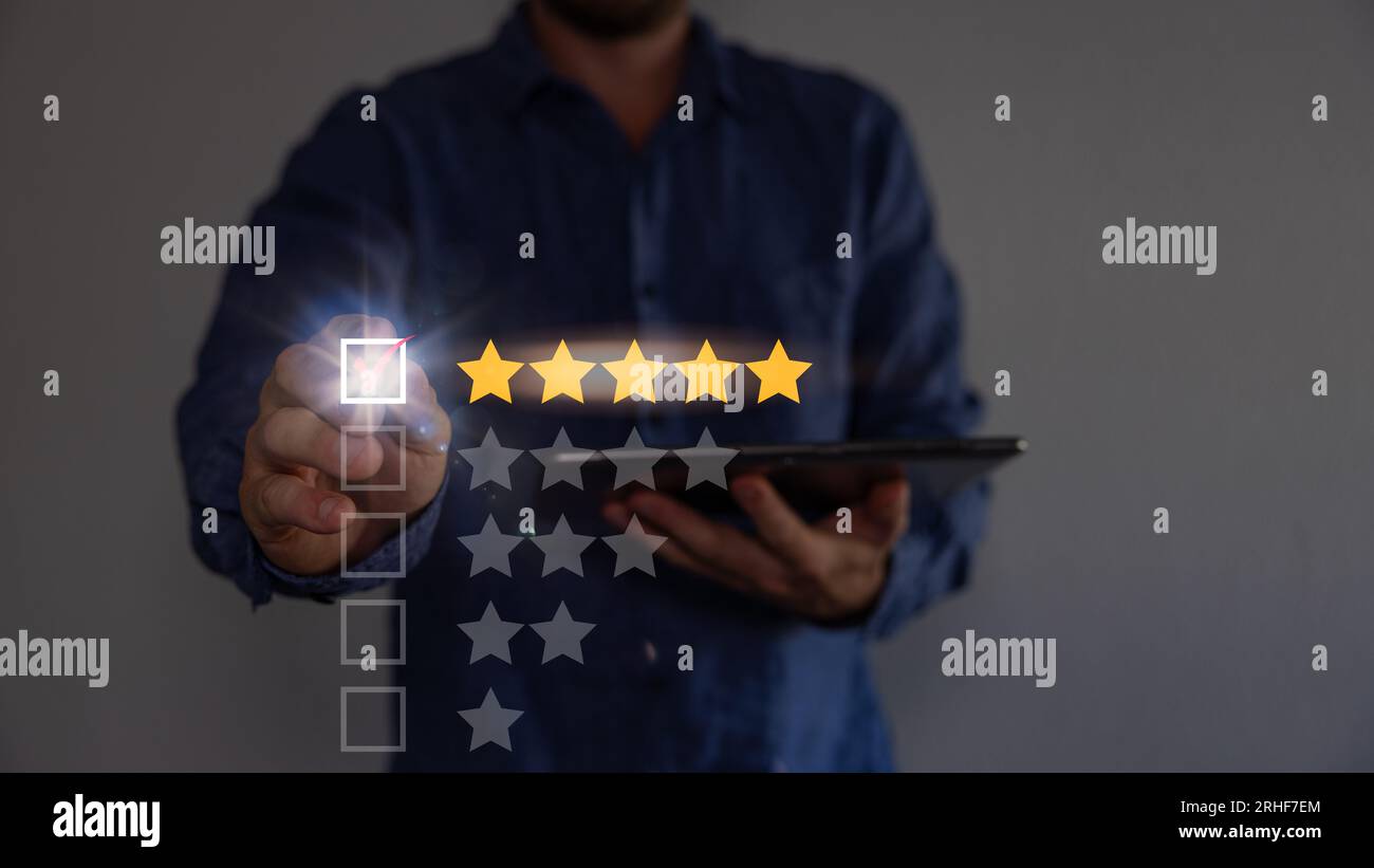 Increase rating, evaluation and classification concept. Businessman ...