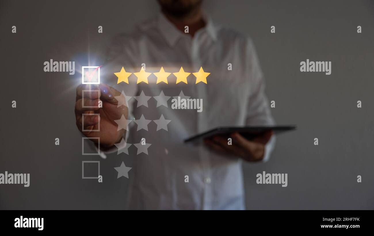 Increase rating, evaluation and classification concept. Businessman ...