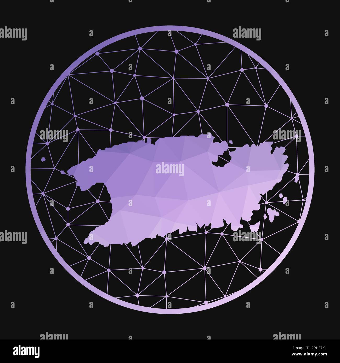 Vis icon. Vector polygonal map of the island. Vis icon in geometric ...
