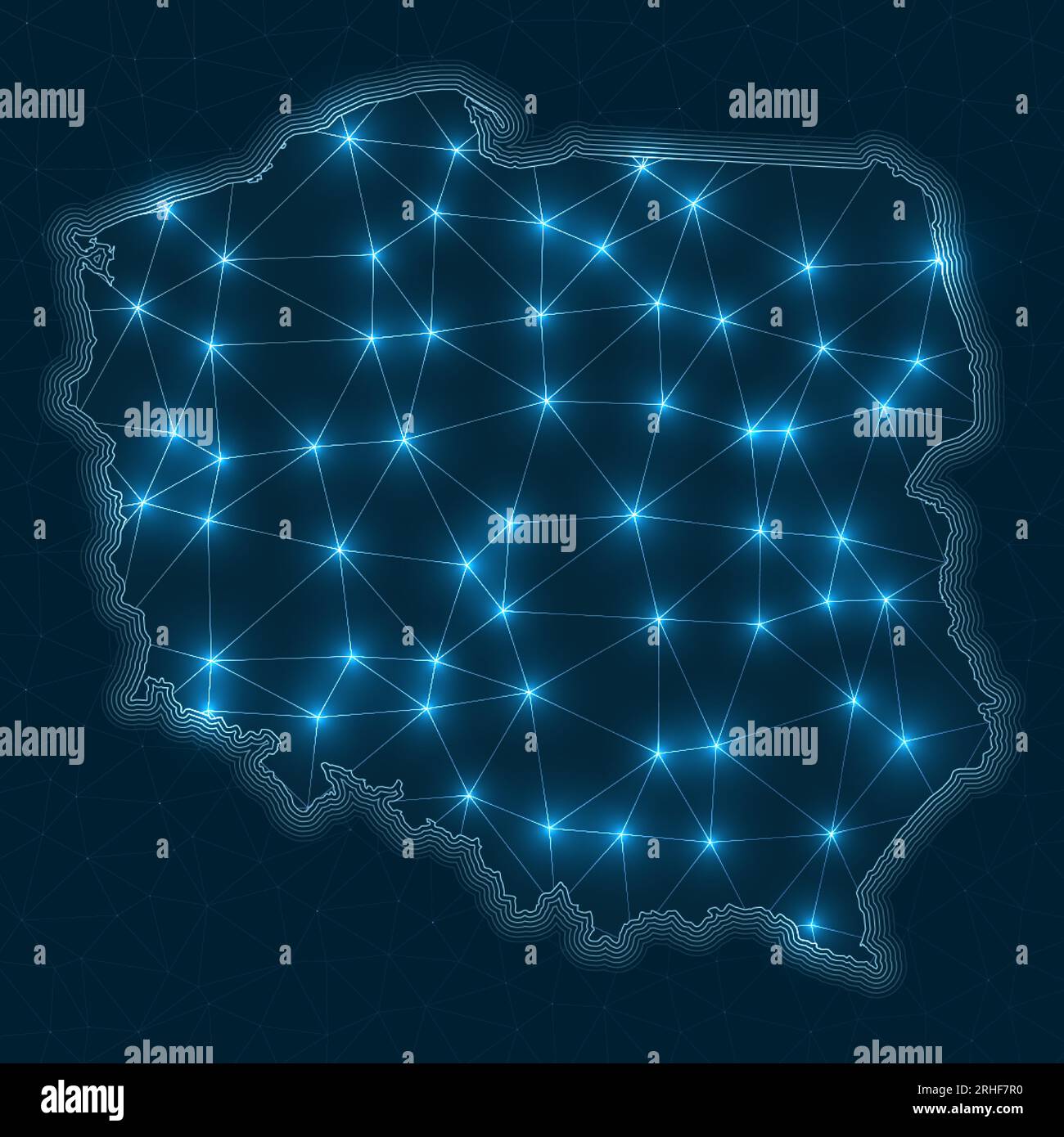 Poland network map. Abstract geometric map of the country. Digital ...