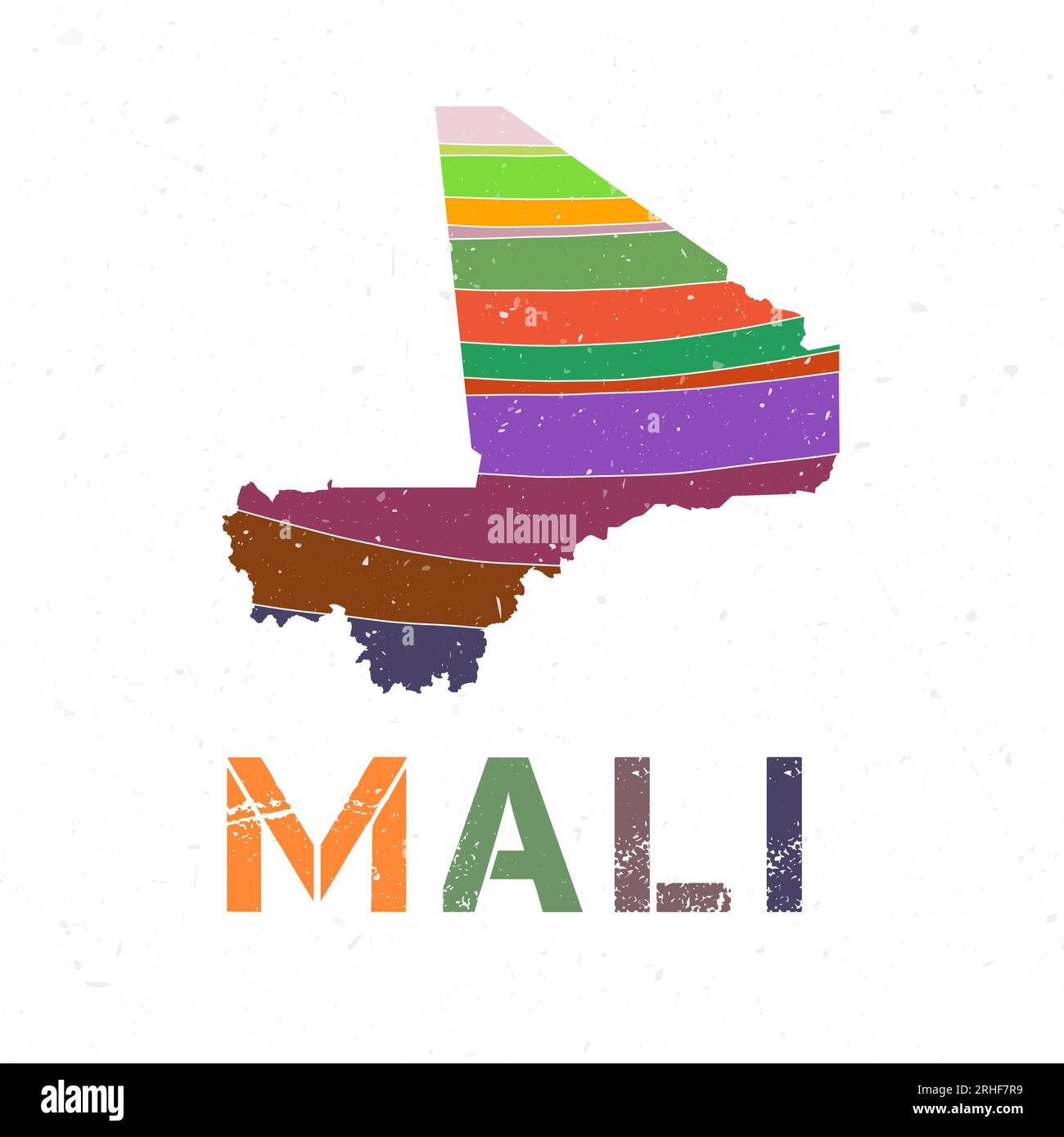Mali map design. Shape of the country with beautiful geometric waves and grunge texture. Trendy ...