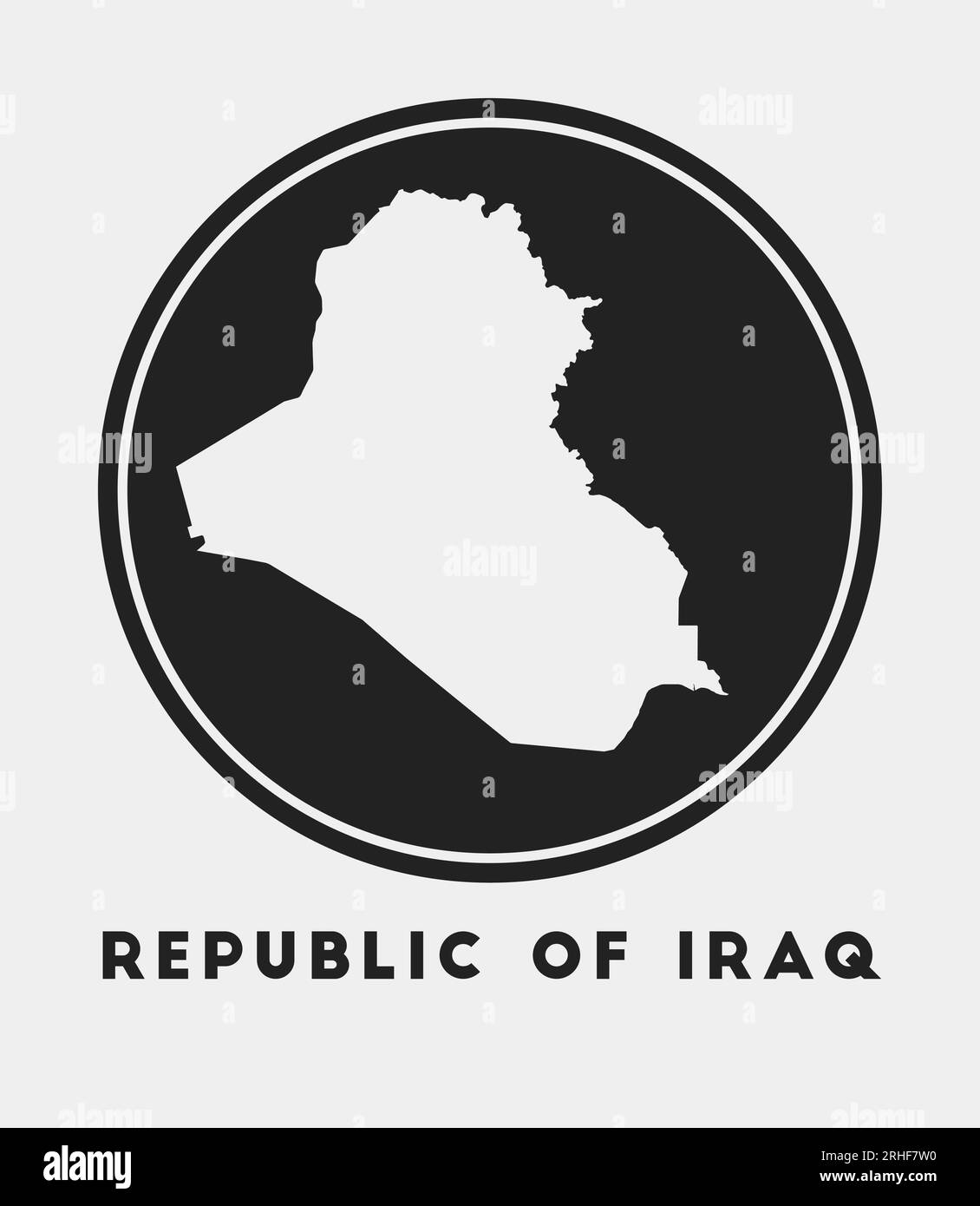 Republic of Iraq icon. Round logo with country map and title. Stylish ...