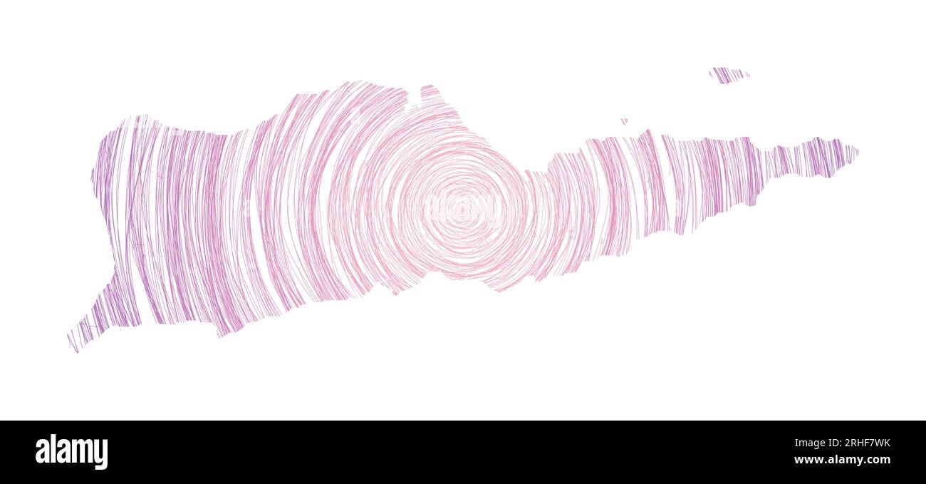 Saint Croix map filled with concentric circles. Sketch style circles in ...