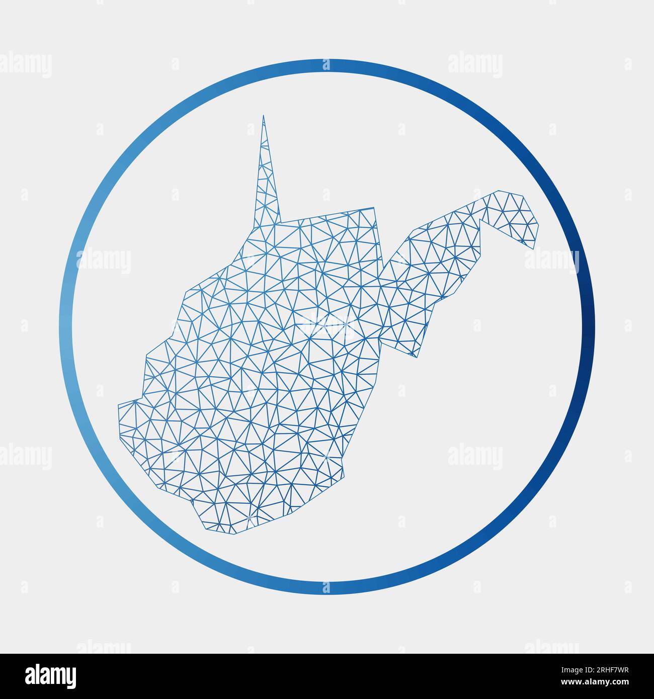 West Virginia icon. Network map of the US state. Round West Virginia ...