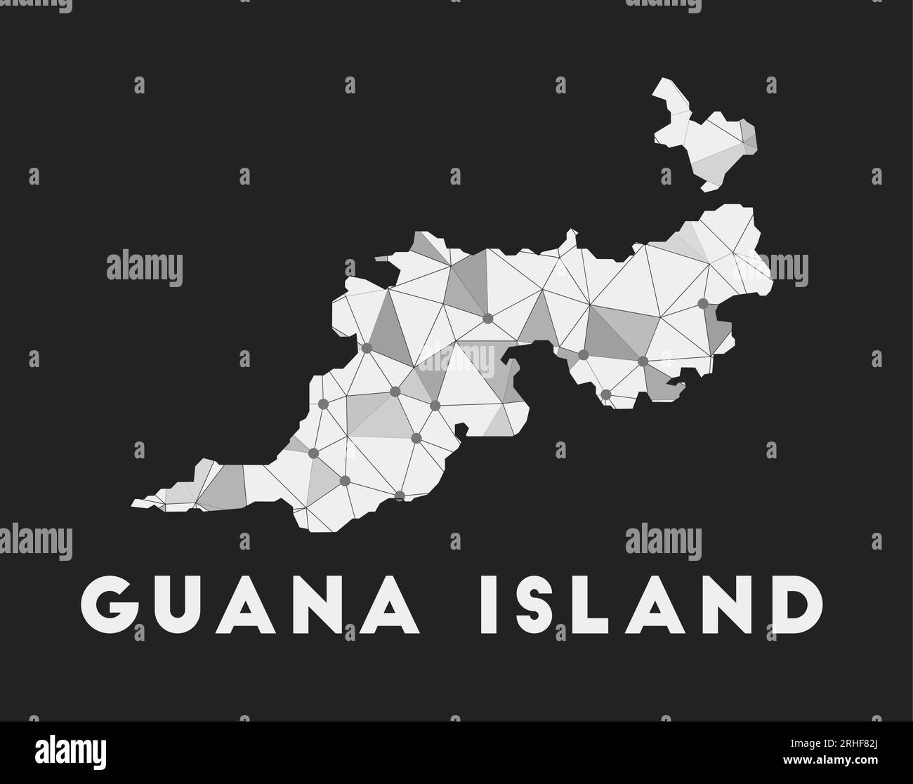 Guana Island - communication network map. Guana Island trendy geometric ...