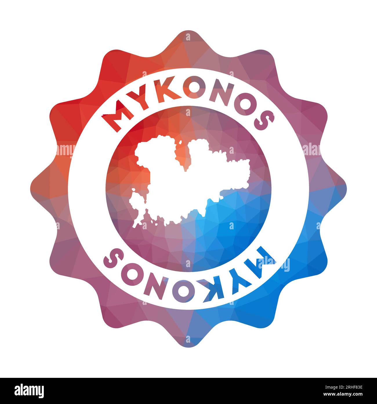 Mykonos low poly logo. Colorful gradient travel logo of the island in ...