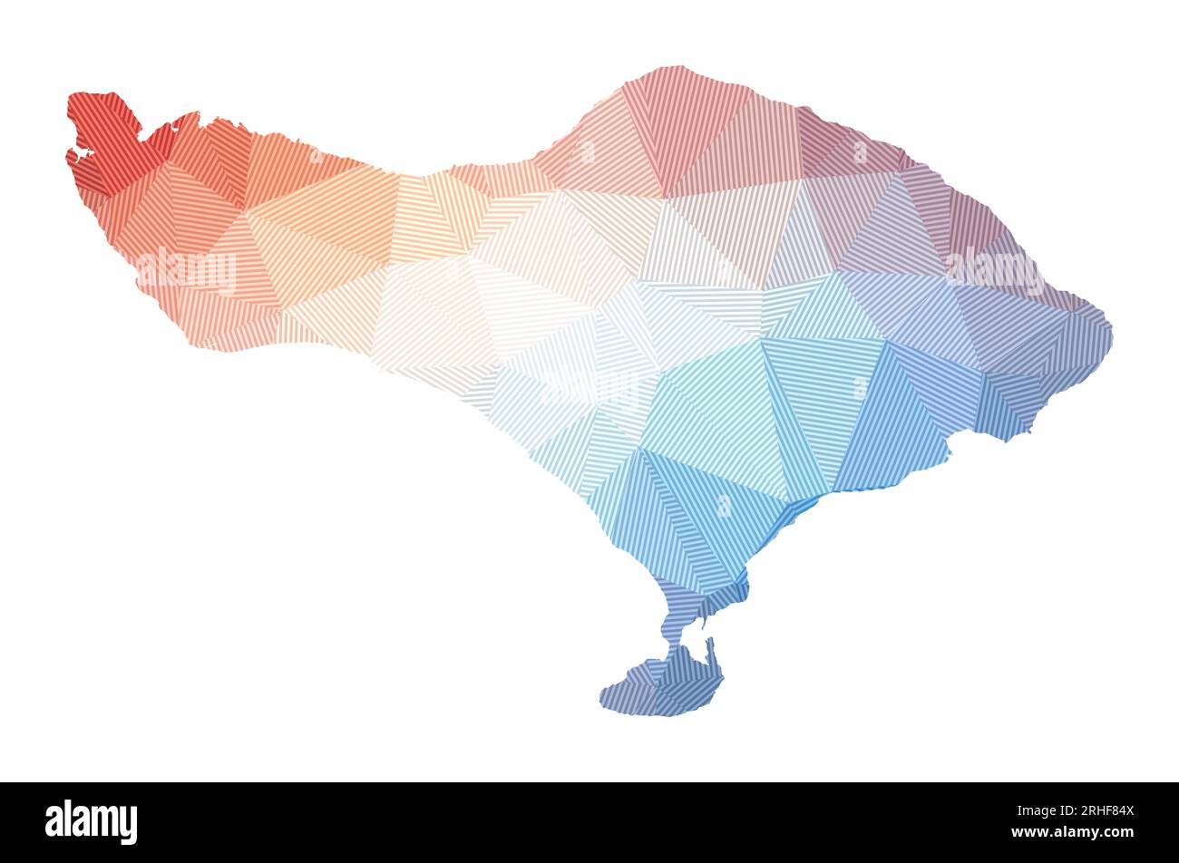 Low poly illustration of Bali island. Geometric design with stripes ...