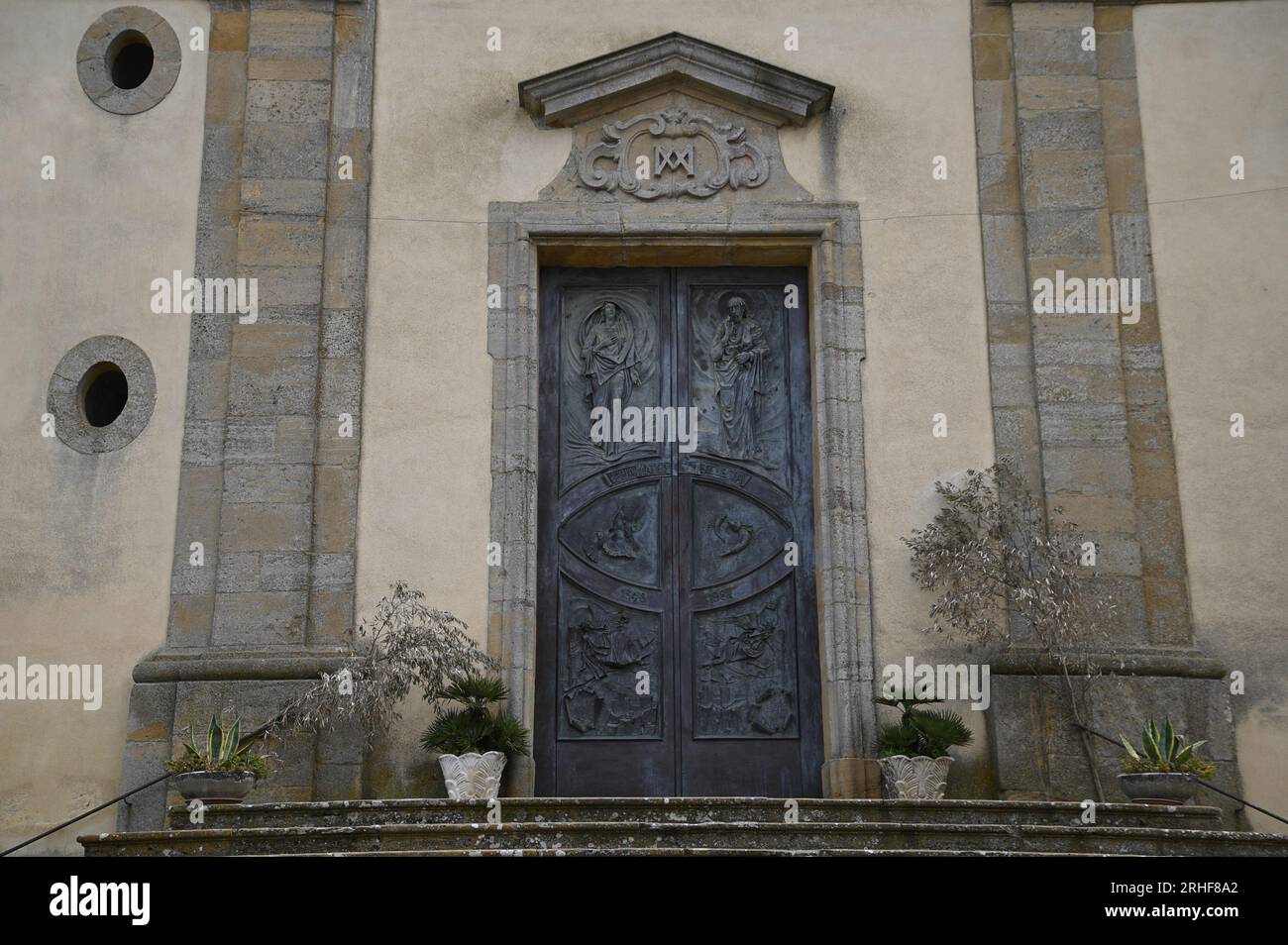 Antique portal of the Sicilian Gothic Basilica San Pietro e Santa Maria ...