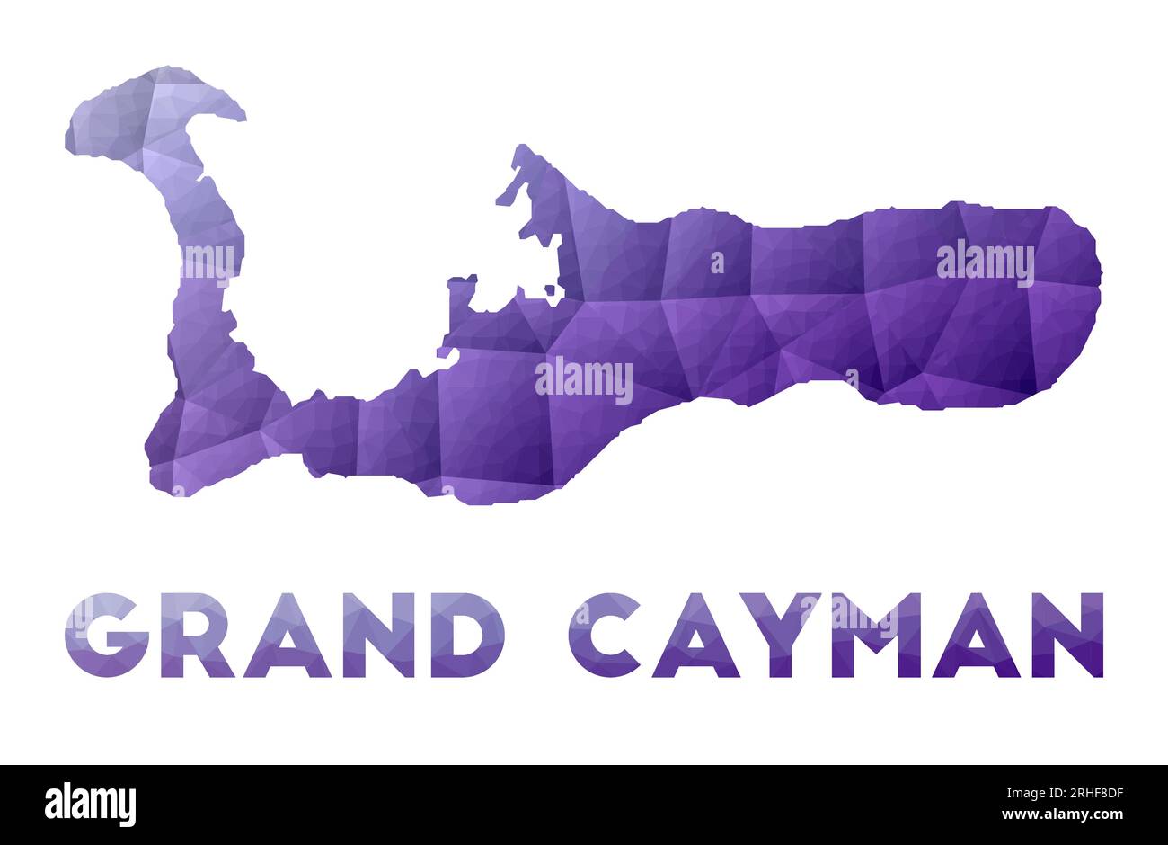 Map of Grand Cayman. Low poly illustration of the island. Purple ...