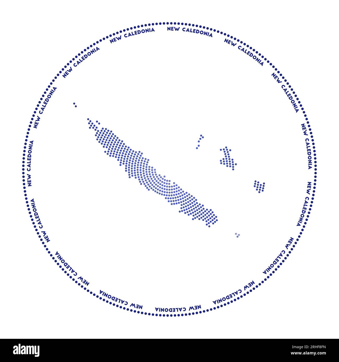 New Caledonia round logo. Digital style shape of New Caledonia in ...