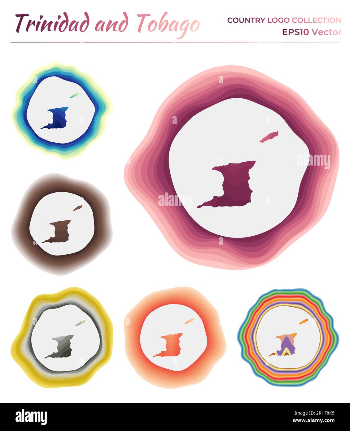 Trinidad and Tobago logo collection. Colorful badge of the country ...