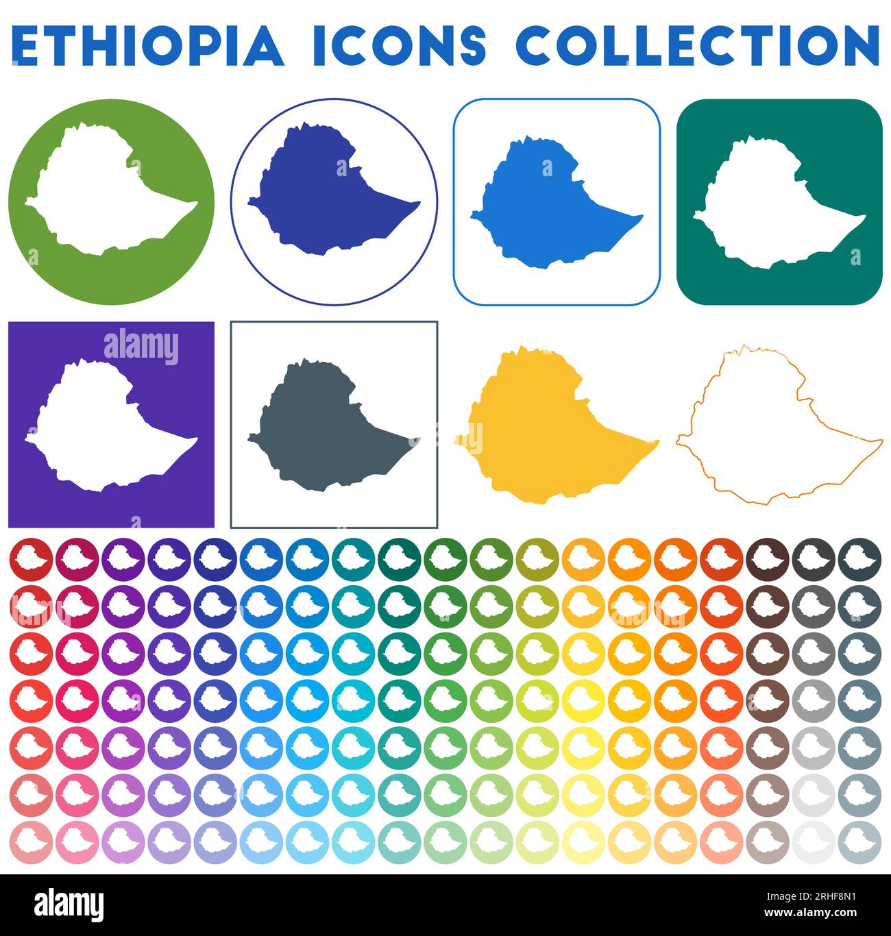 Ethiopia icons collection. Bright colourful trendy map icons. Modern ... Ethiopia icons collection. Bright colourful trendy map icons. Modern ...