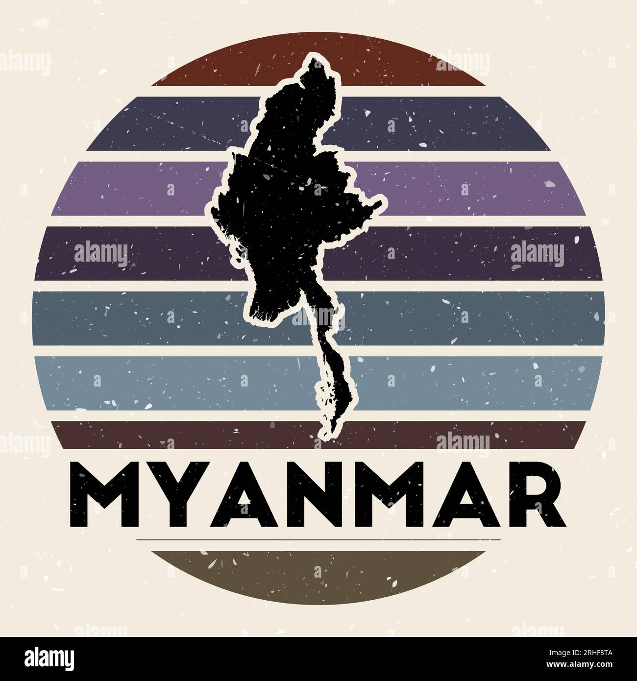Myanmar logo. Sign with the map of country and colored stripes, vector ...