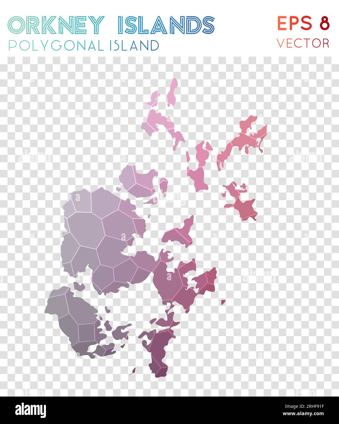 Orkney Islands polygonal map, mosaic style island. Exquisite low poly ...