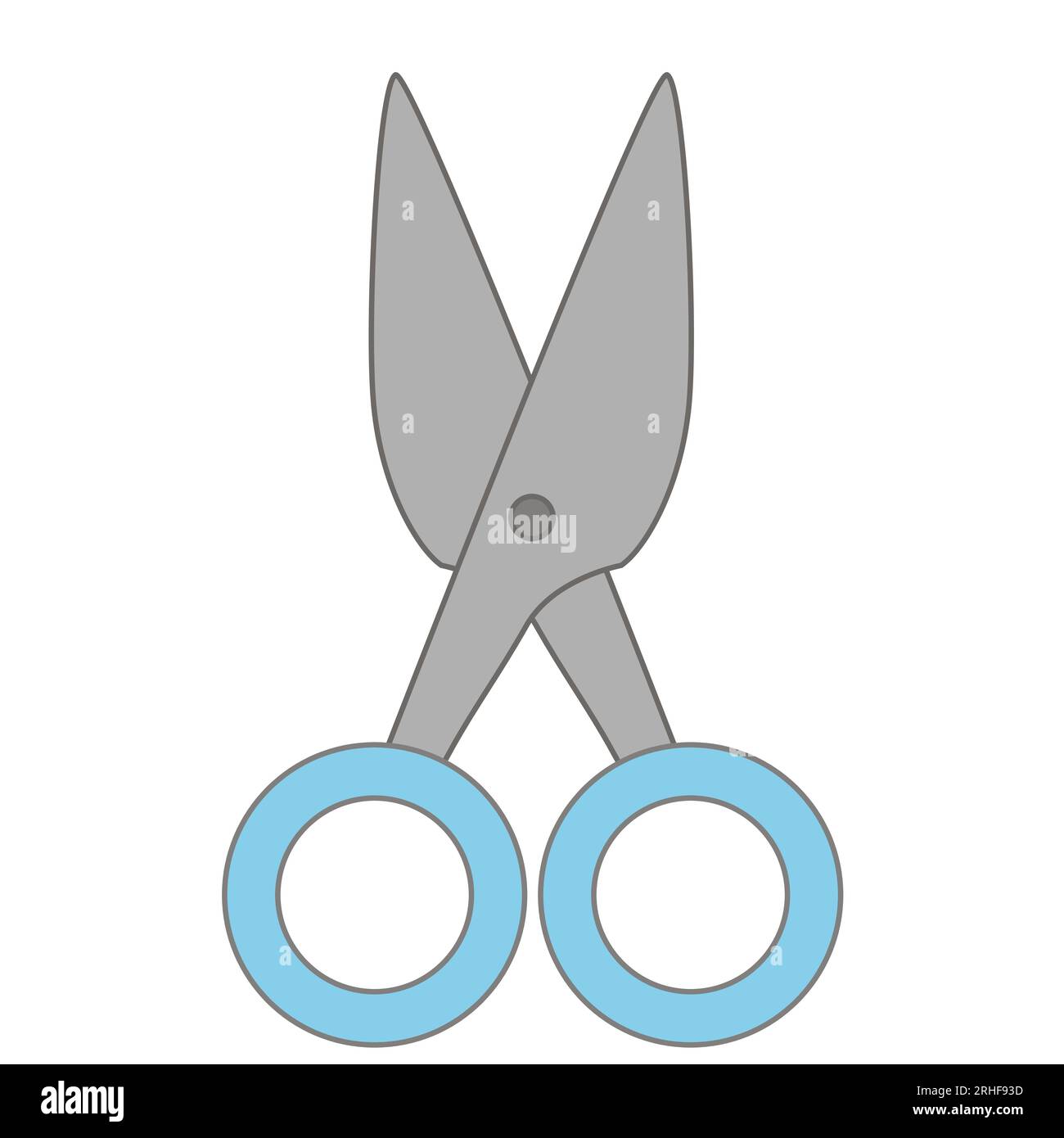Open scissors icon with light blue handle isolated on white background ...