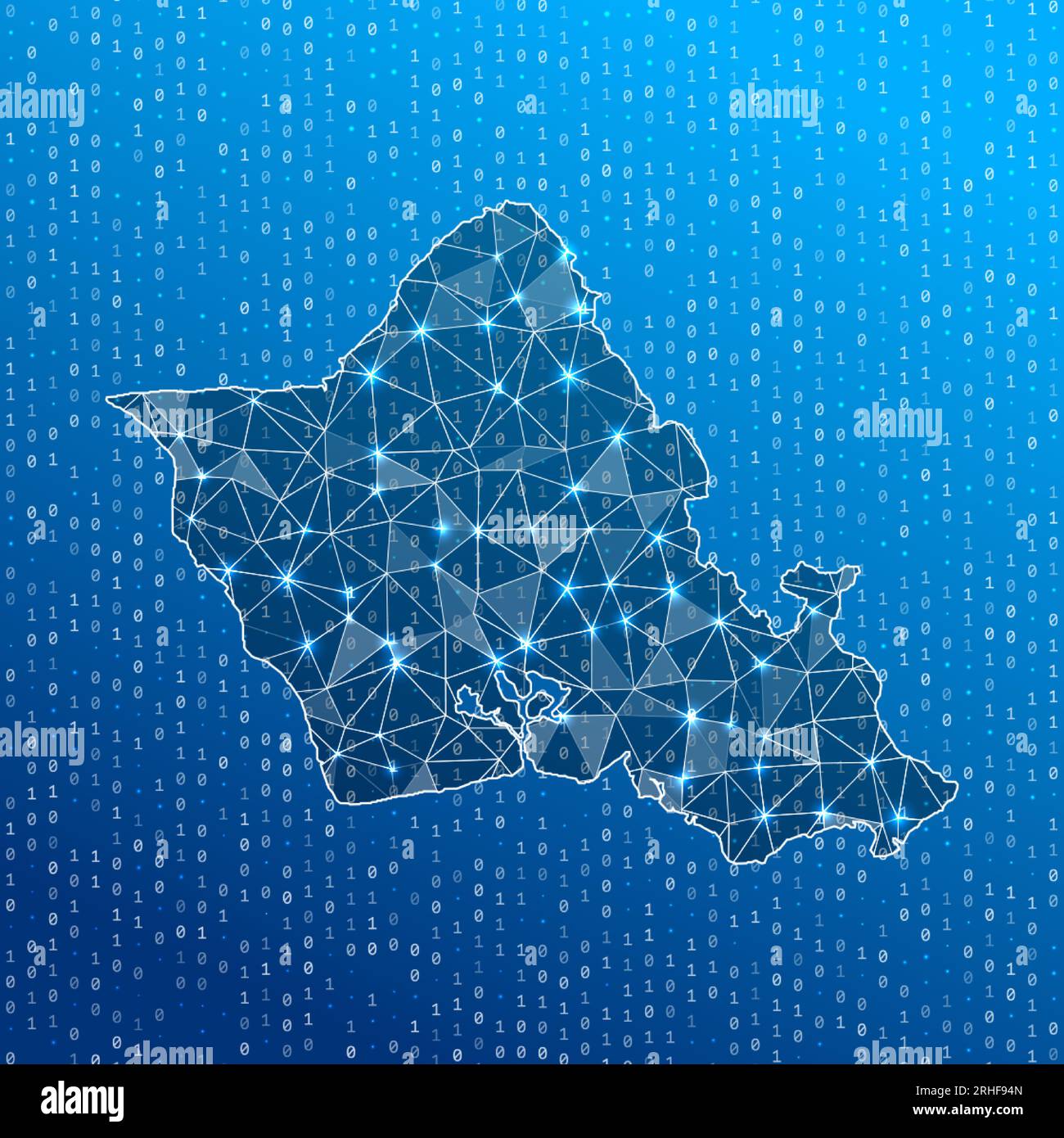Network map of Oahu. Island digital connections map. Technology ...