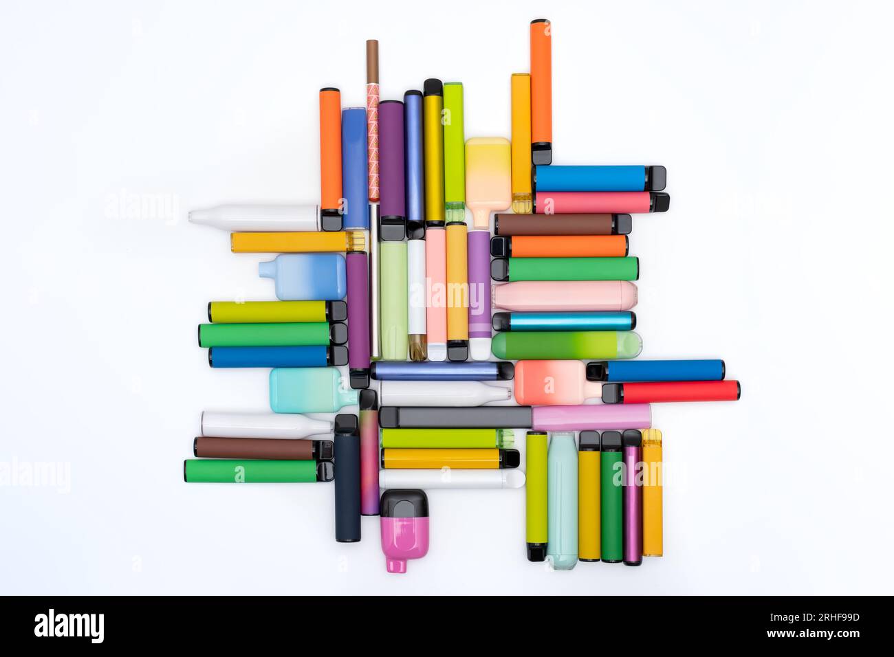 Synthetic nicotine concept. Various disposable electronic cigarettes ...