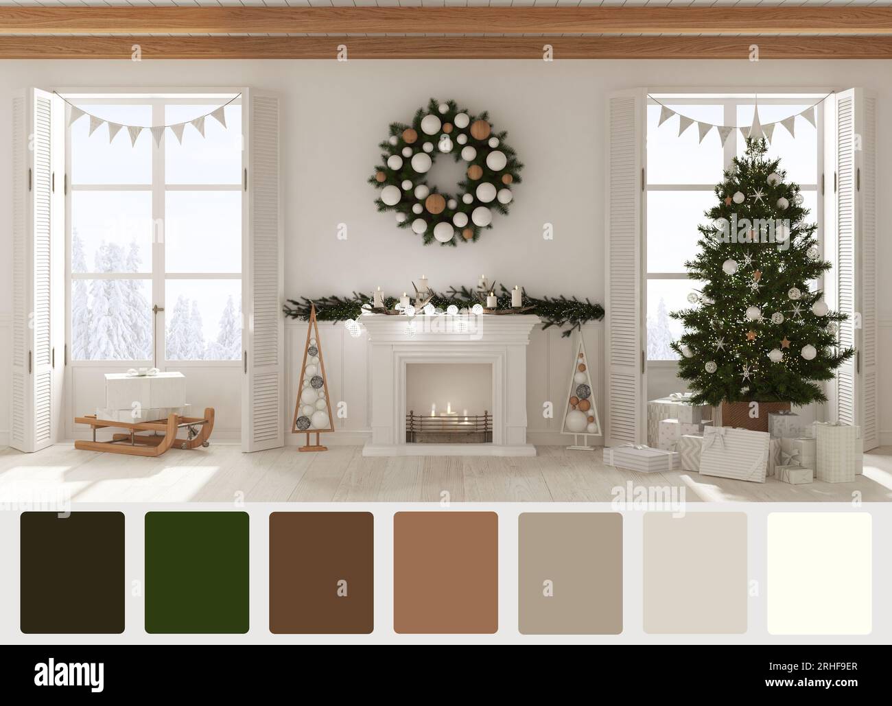 Interior design scene with palette color. Different colors and patterns ...