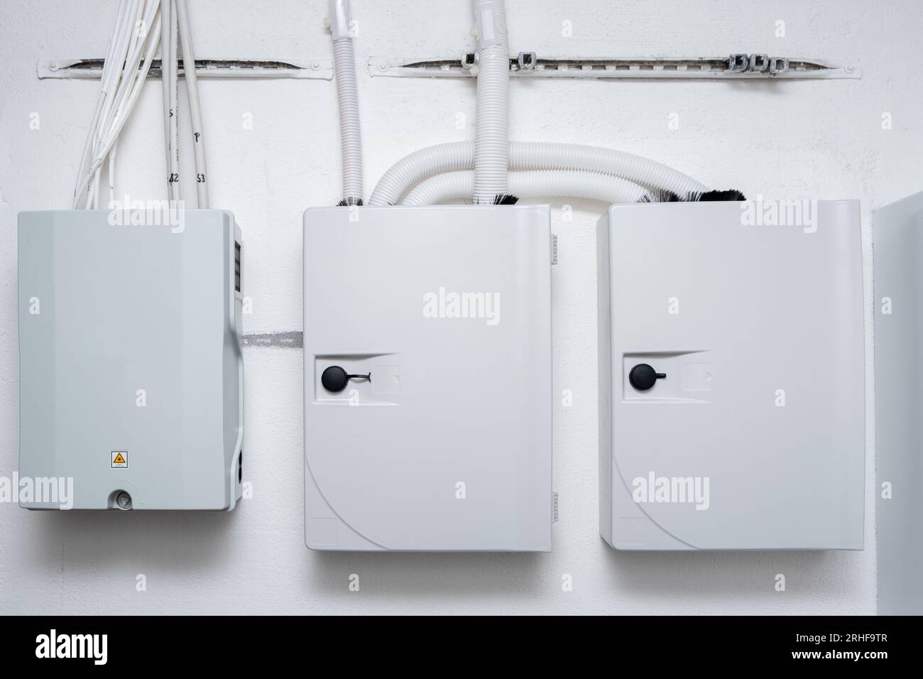 internal wiring of the optical in closed panel board wall cabinet for ...