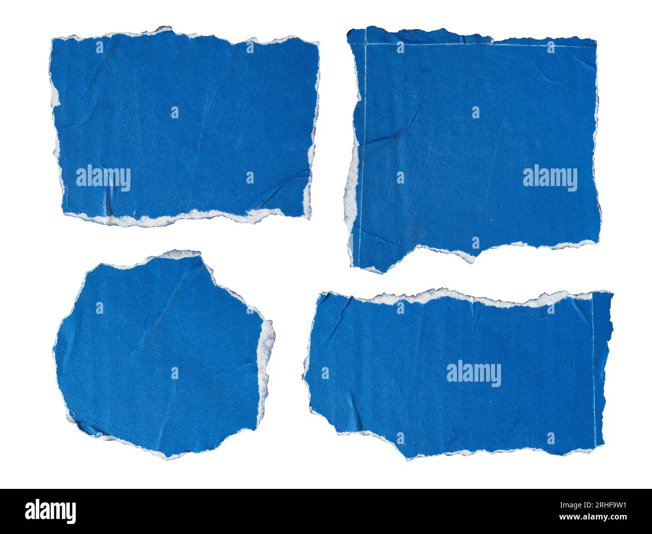 torn blue paper for using as text box on white background with clipping ...