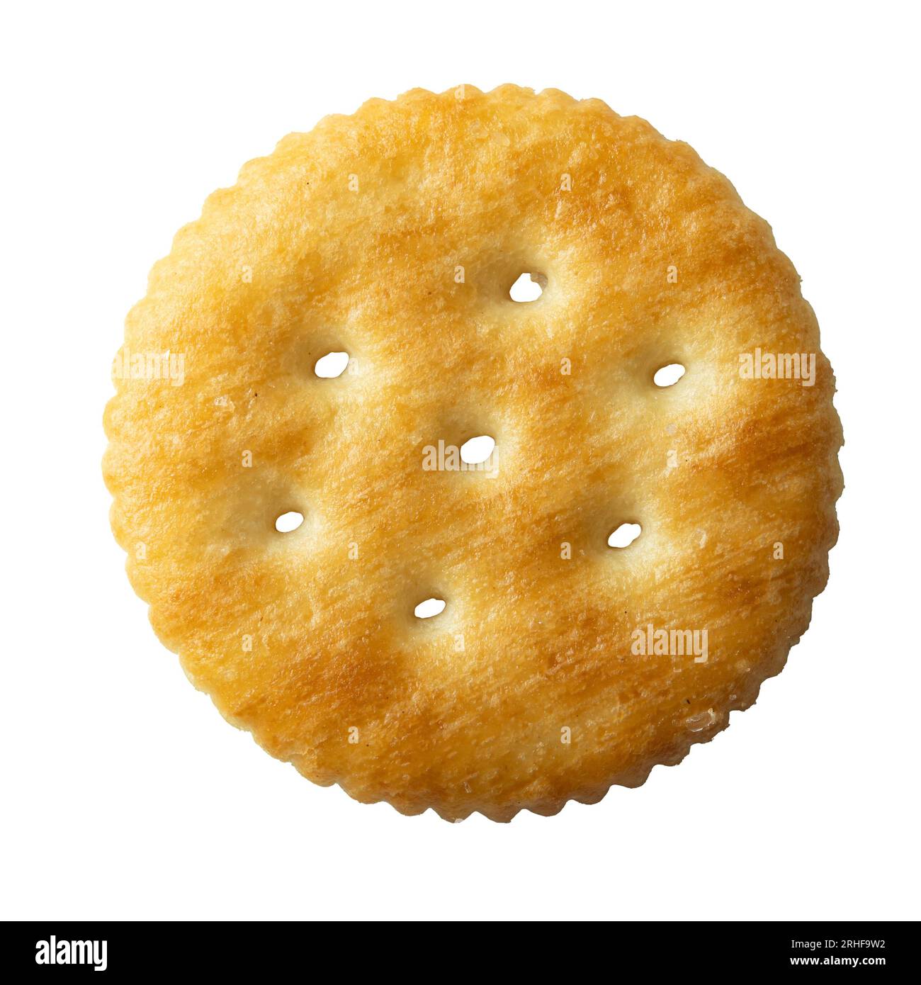 A piece of round salted cracker on white background with clipping path ...