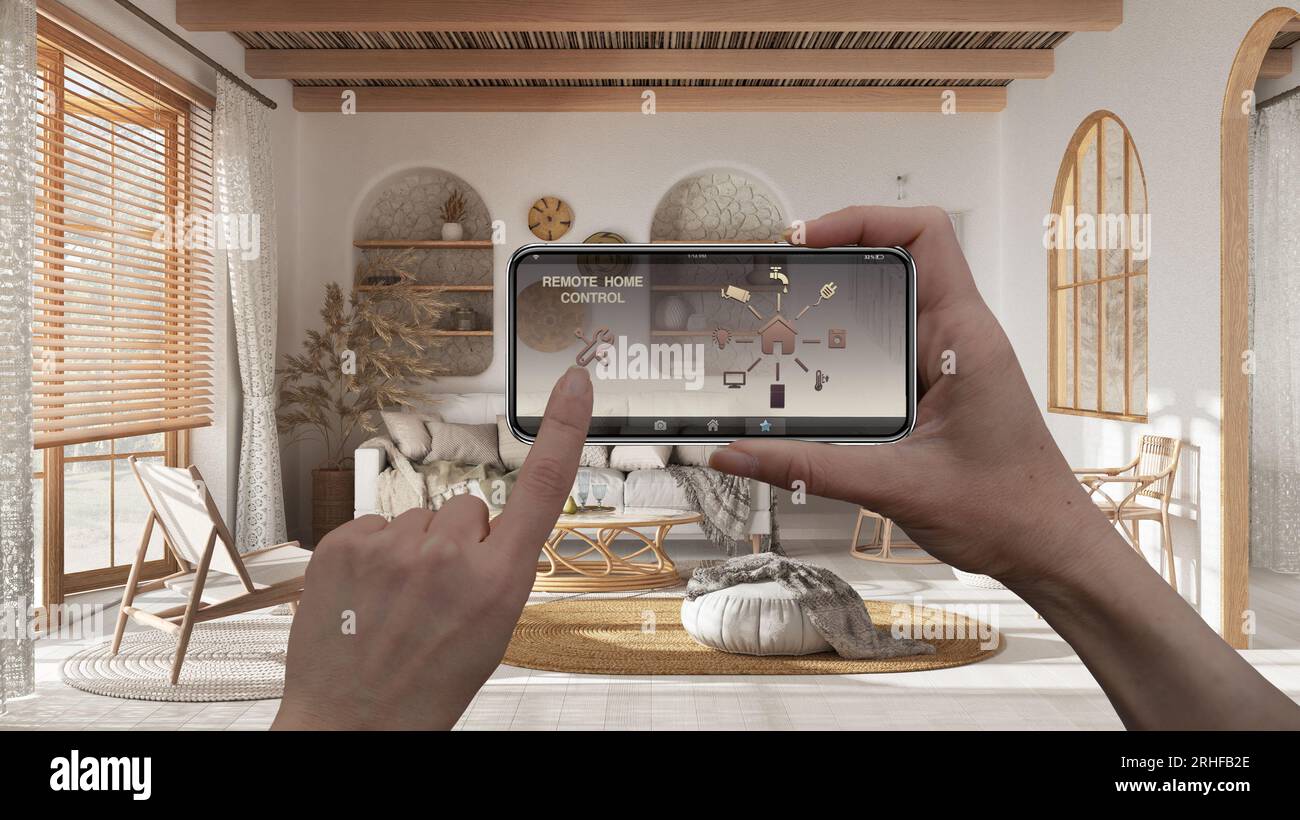 Smart remote home control system on a smart phone. Device with app ...