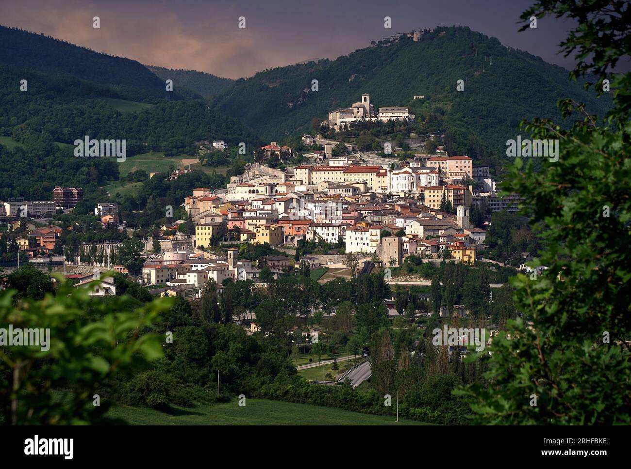 Italy Umbria Valnerina View of Cascia and landscape Stock Photo - Alamy