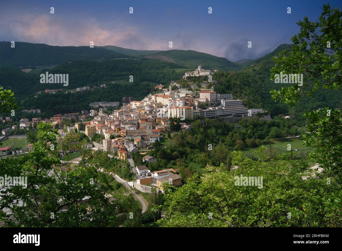 Italy Umbria Valnerina View of Cascia and landscape Stock Photo - Alamy