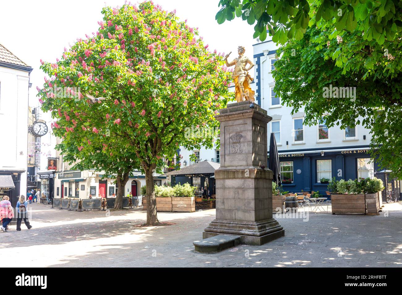 Golden statue of King George II, Royal Square, St Helier, Jersey ...