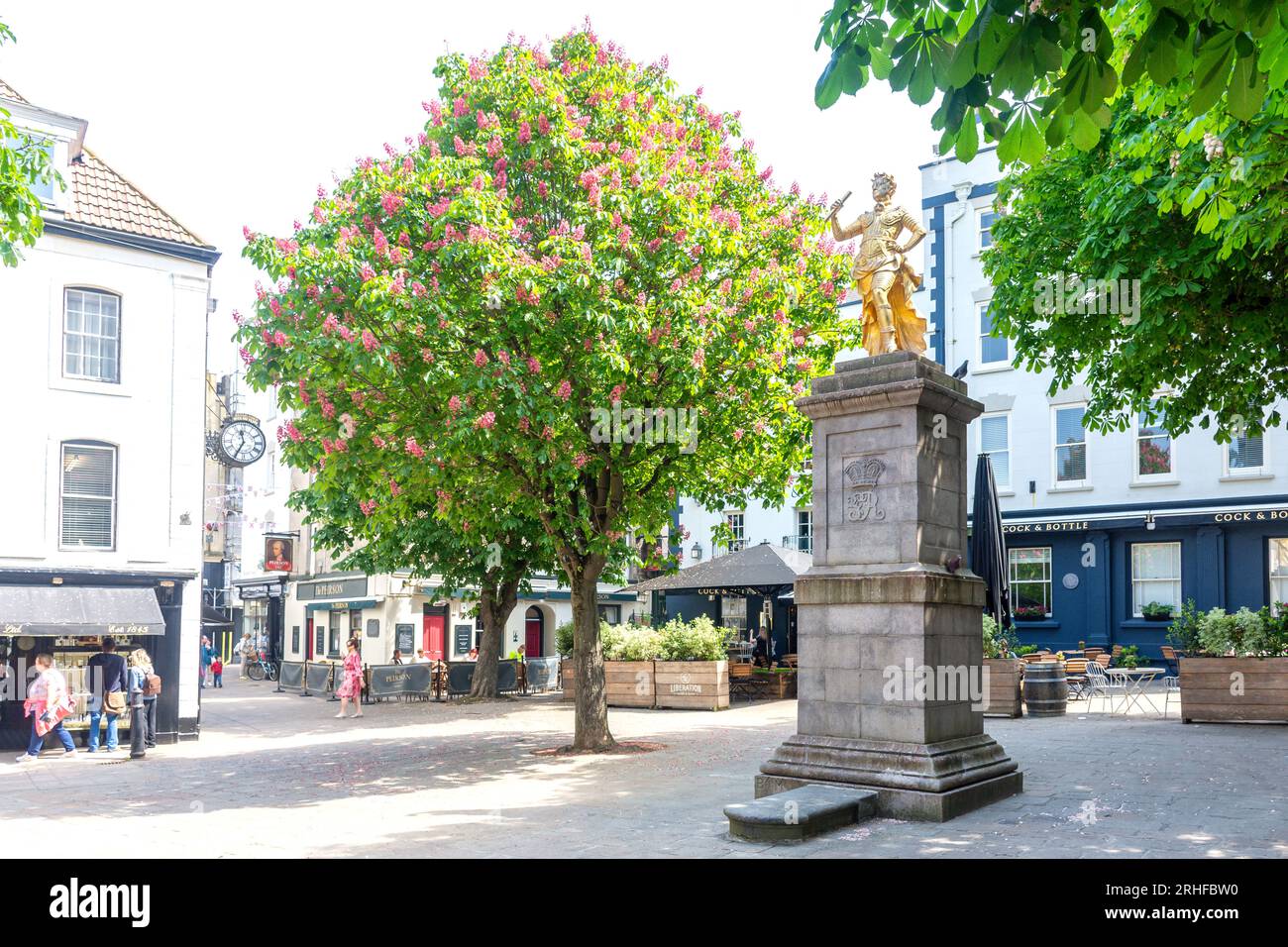 Golden statue of King George II, Royal Square, St Helier, Jersey ...