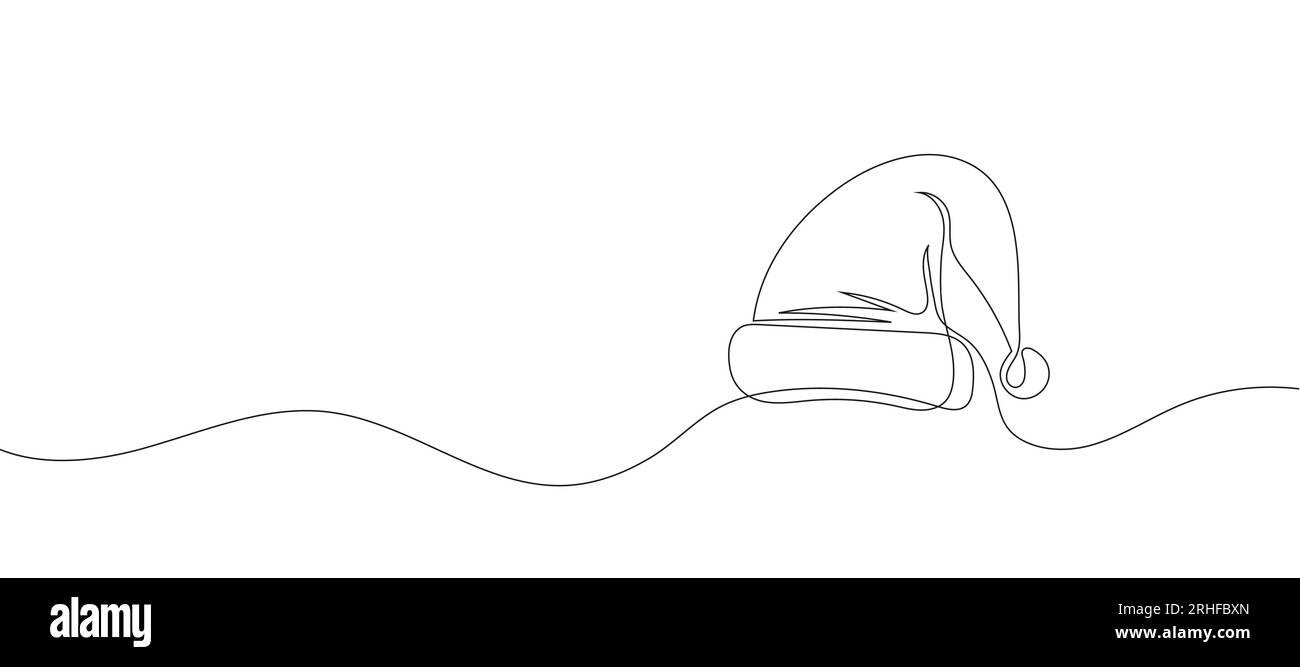 Continuous line drawing of Santa hat. Christmas hat single line icon ...