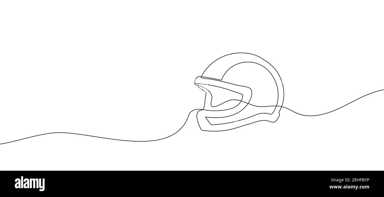 One line drawing of motorcycle helmet. Vector illustration Stock Vector ...