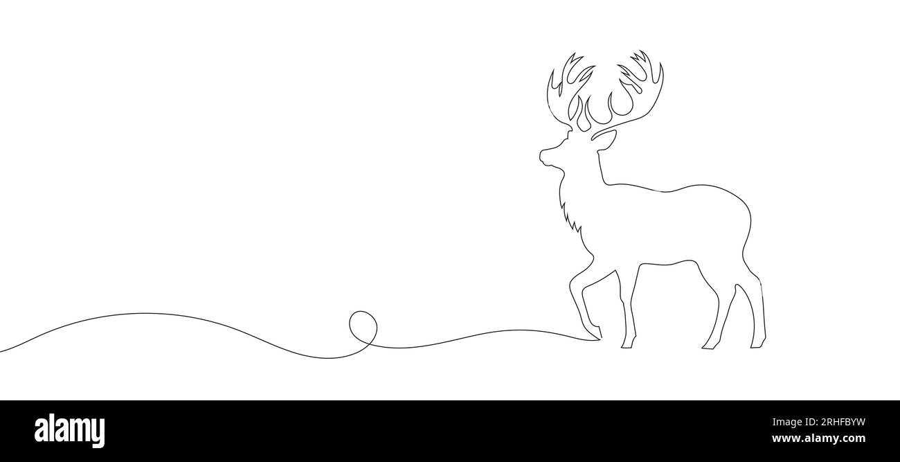 One line design silhouette of deer.hand drawn minimalism style.vector ...