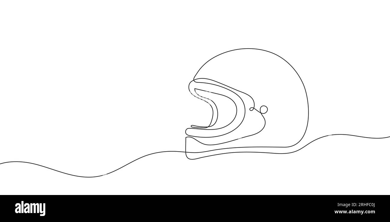 One line drawing of motorcycle helmet. Vector illustration Stock Vector ...