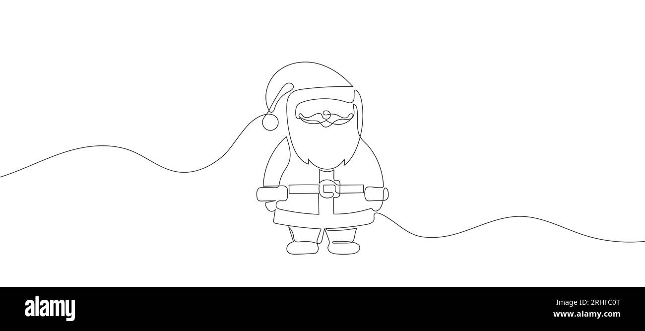Continuous one line drawing of Santa Claus isolated on white background ...