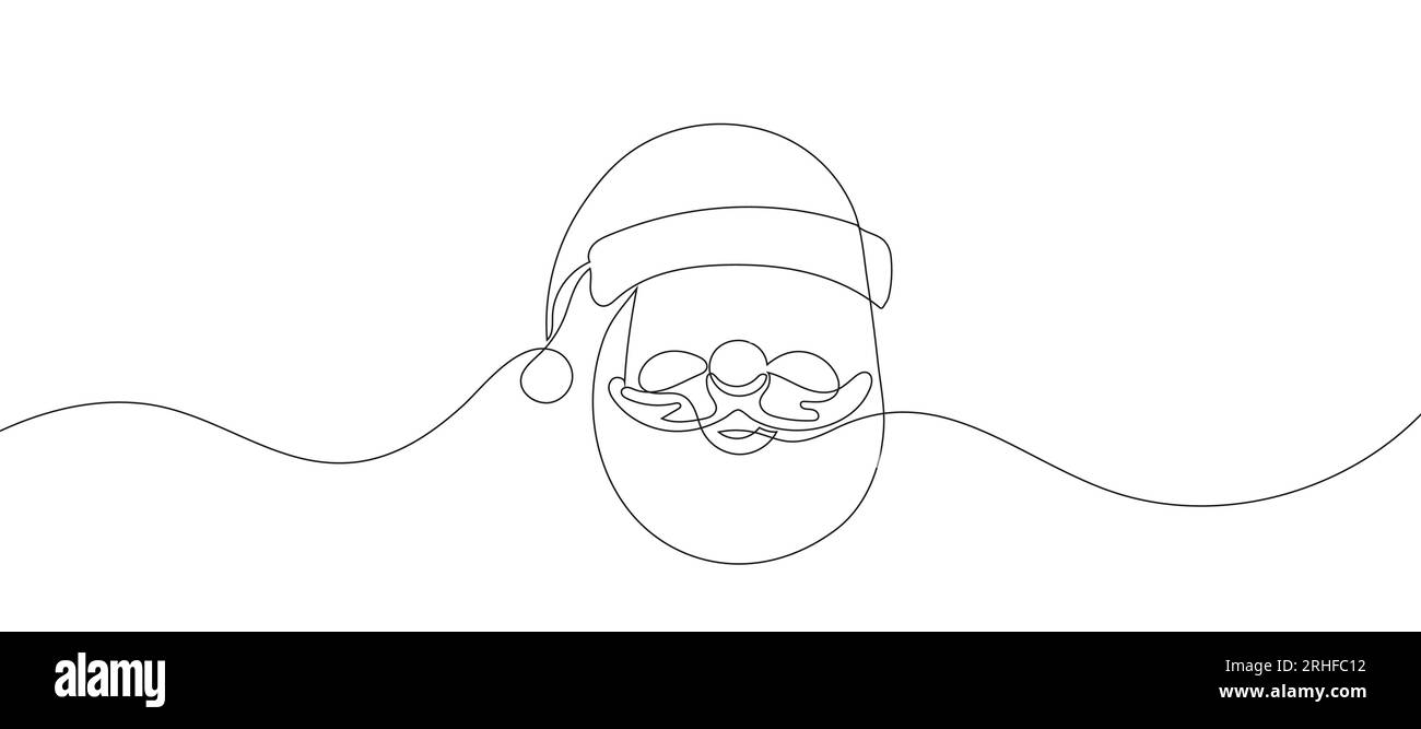 Continuous one line drawing of Santa Claus isolated on white background ...