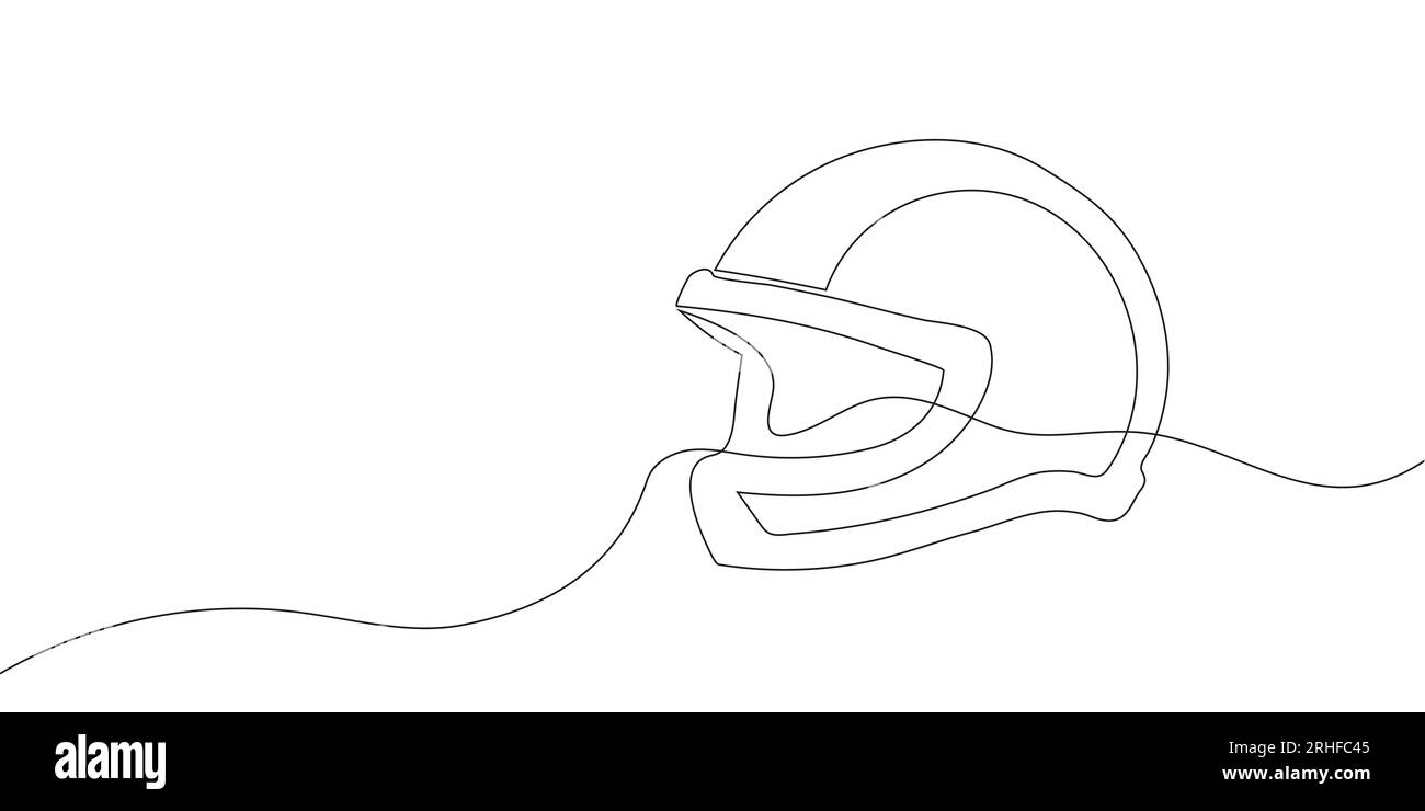 One line drawing of motorcycle helmet. Vector illustration Stock Vector ...