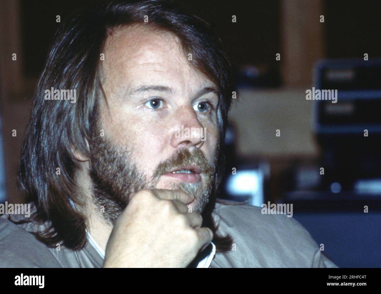 Benny Andersson from the super pop group ABBA, in a close-up side shot ...