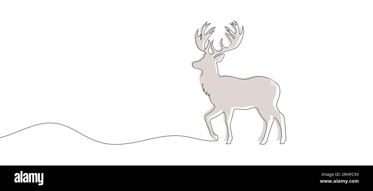 One line design silhouette of deer.hand drawn minimalism style.vector ...