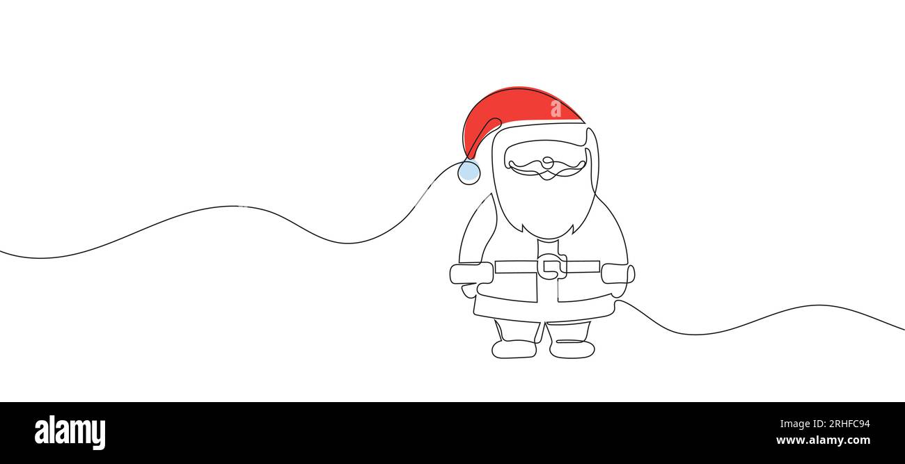 Continuous one line drawing of Santa Claus isolated on white background ...