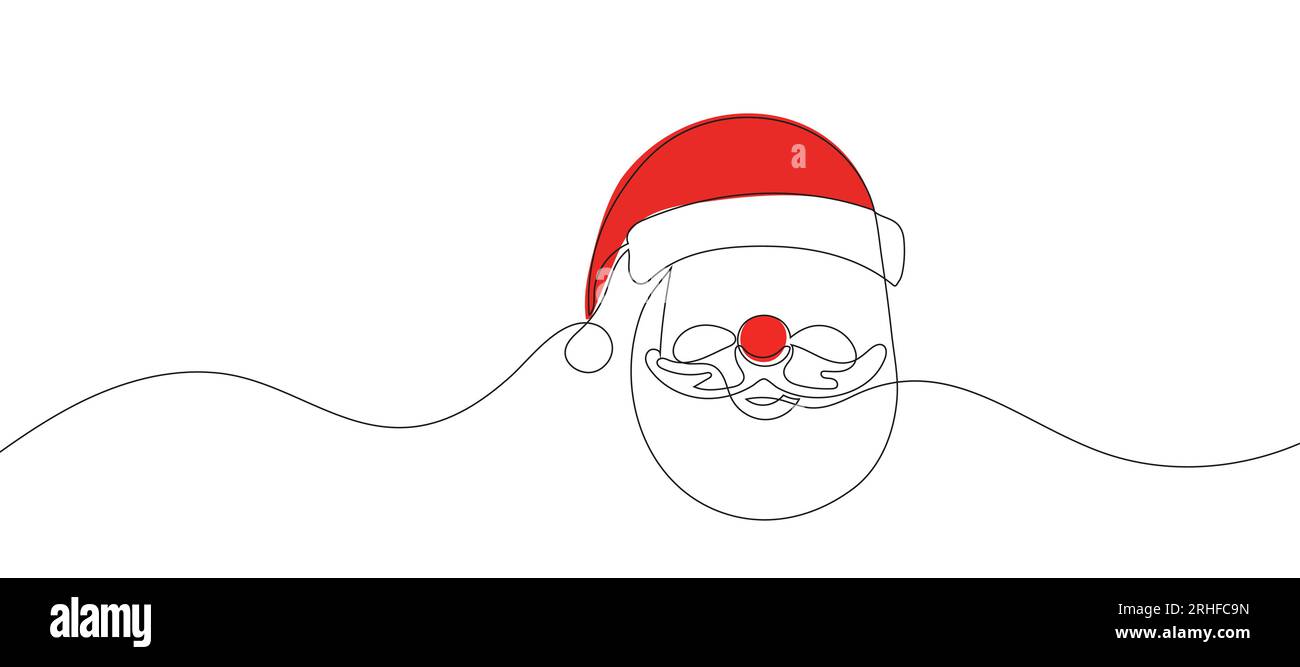 Continuous one line drawing of Santa Claus isolated on white background ...