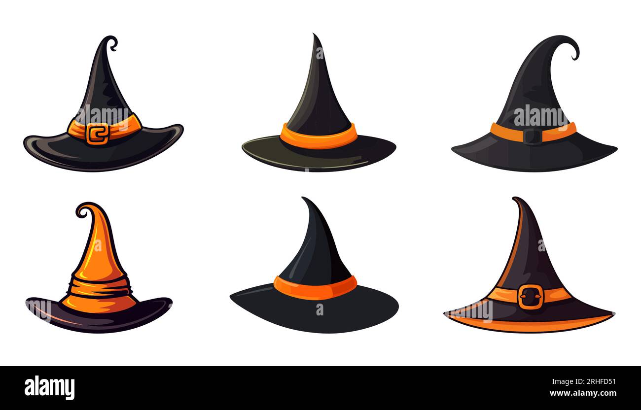 Set cartoon witch hat for halloween. Vector illustration Stock Vector ...