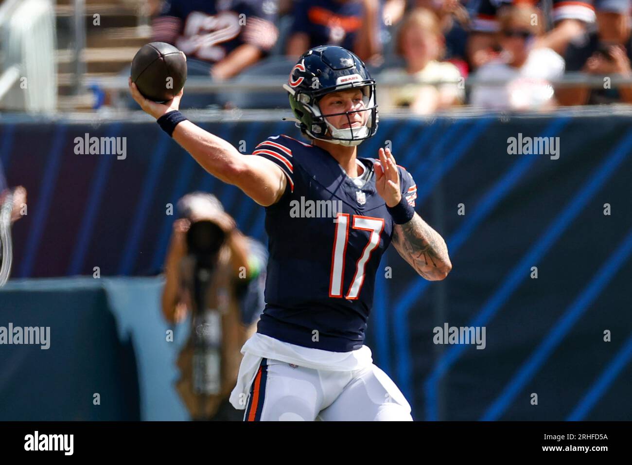 Chicago Bears quarterback Tyson Bagent (17) looks to pass the ball ...