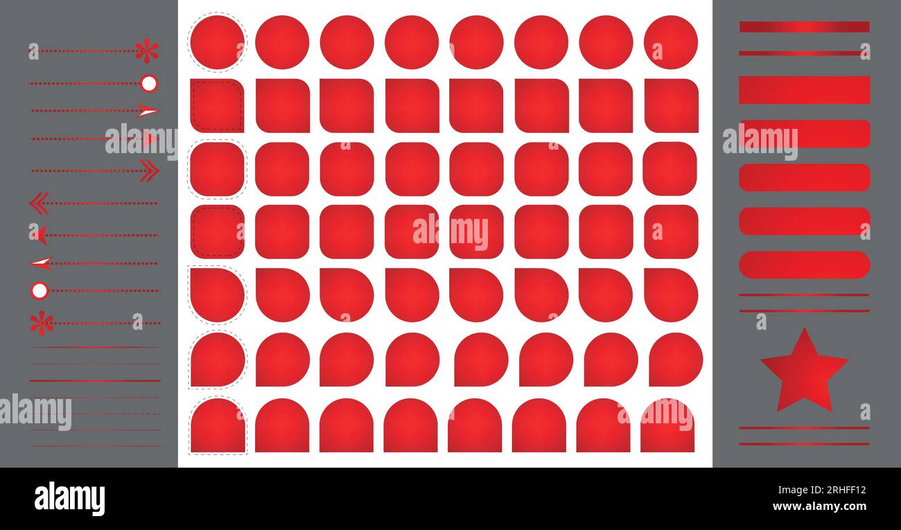 Label sticker shapes products packaging vector collection. Red gradient ...