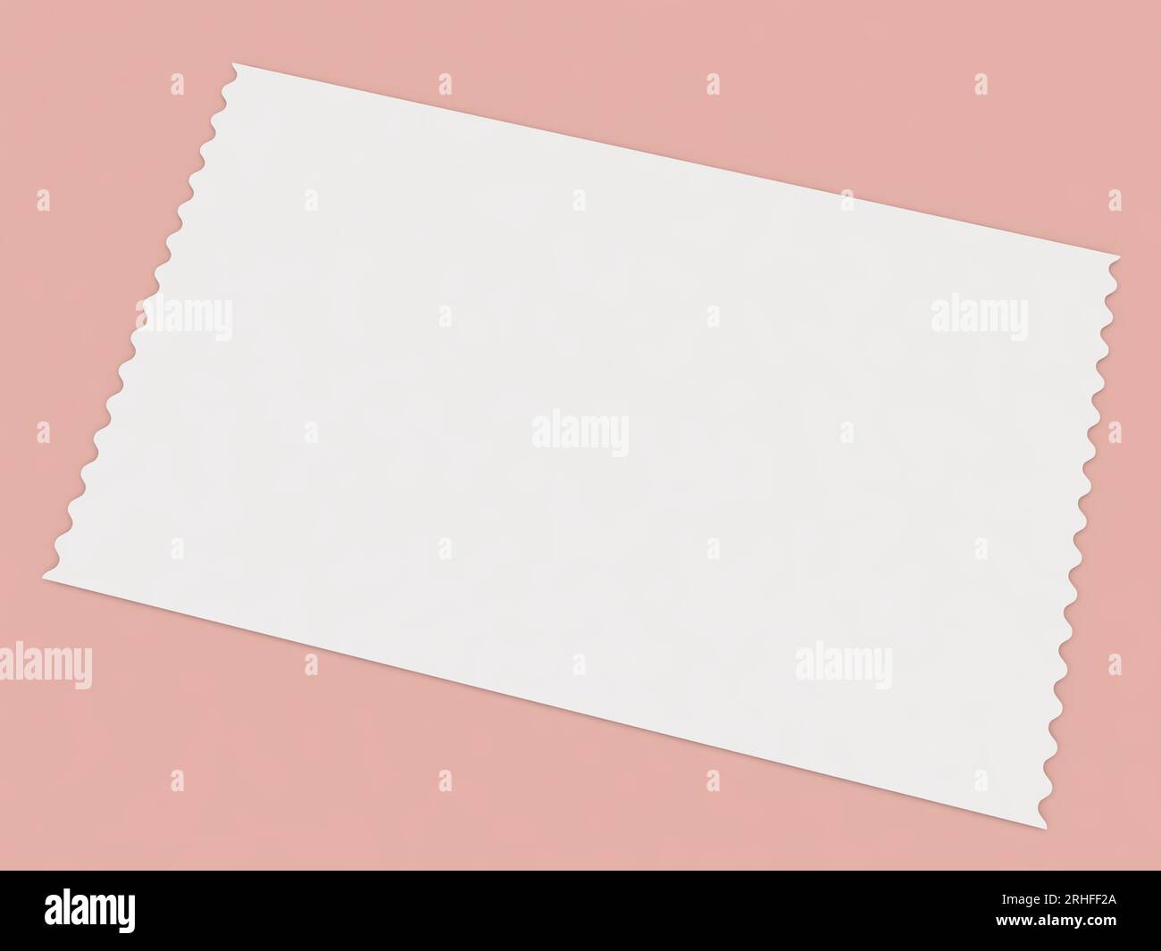 Postal paper white stamp on a orange background. 3d render illustration ...