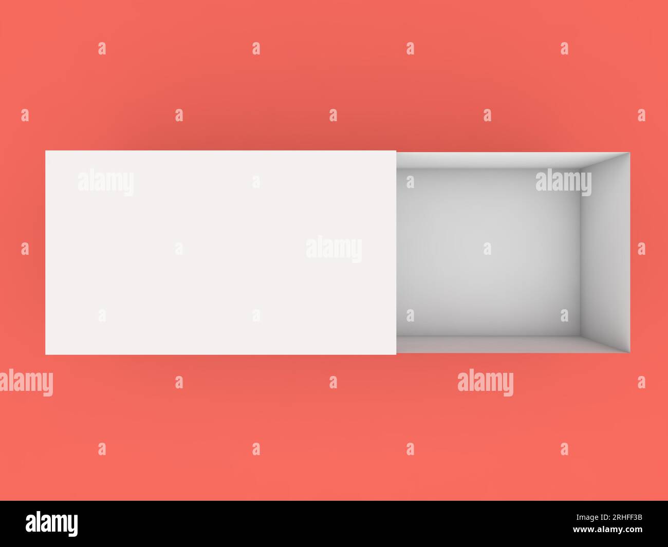 White realistic open paper box on a red background. 3d render ...