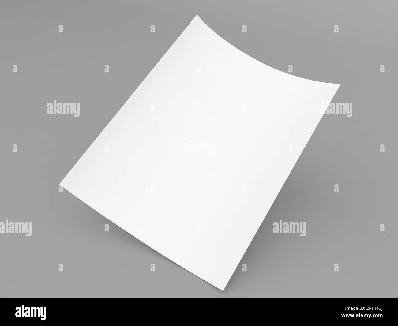 Sheet curved of white paper A4 for office on a gray background. 3d ...
