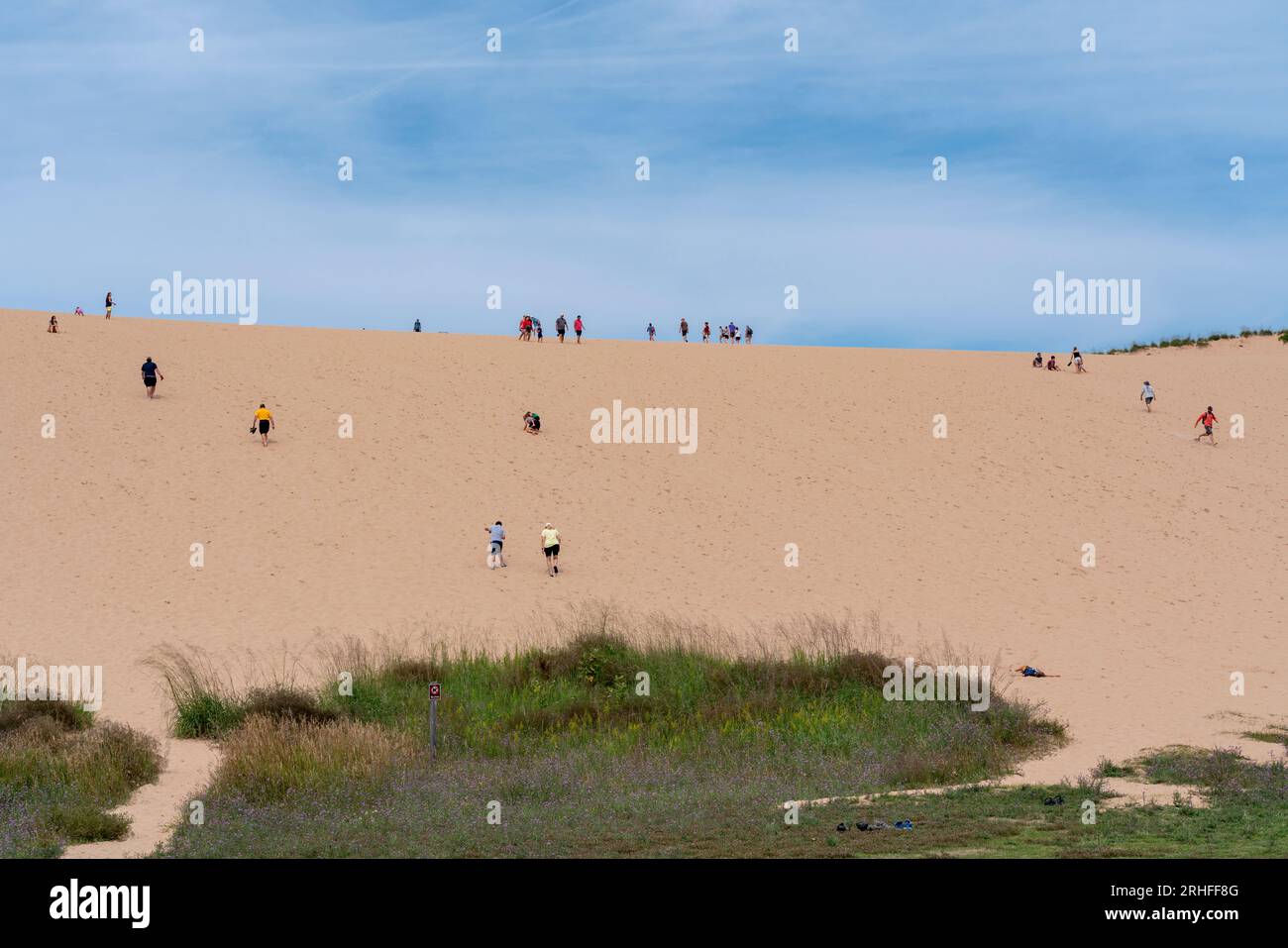 Hikers on Dune Climb in Sleeping Bear National Seashore near Empire, Michigan Stock Photo - Alamy