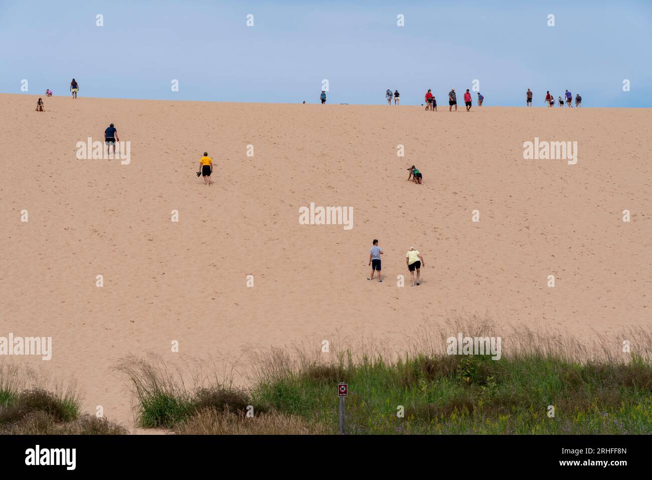 Hikers on Dune Climb in Sleeping Bear National Seashore near Empire, Michigan Stock Photo - Alamy