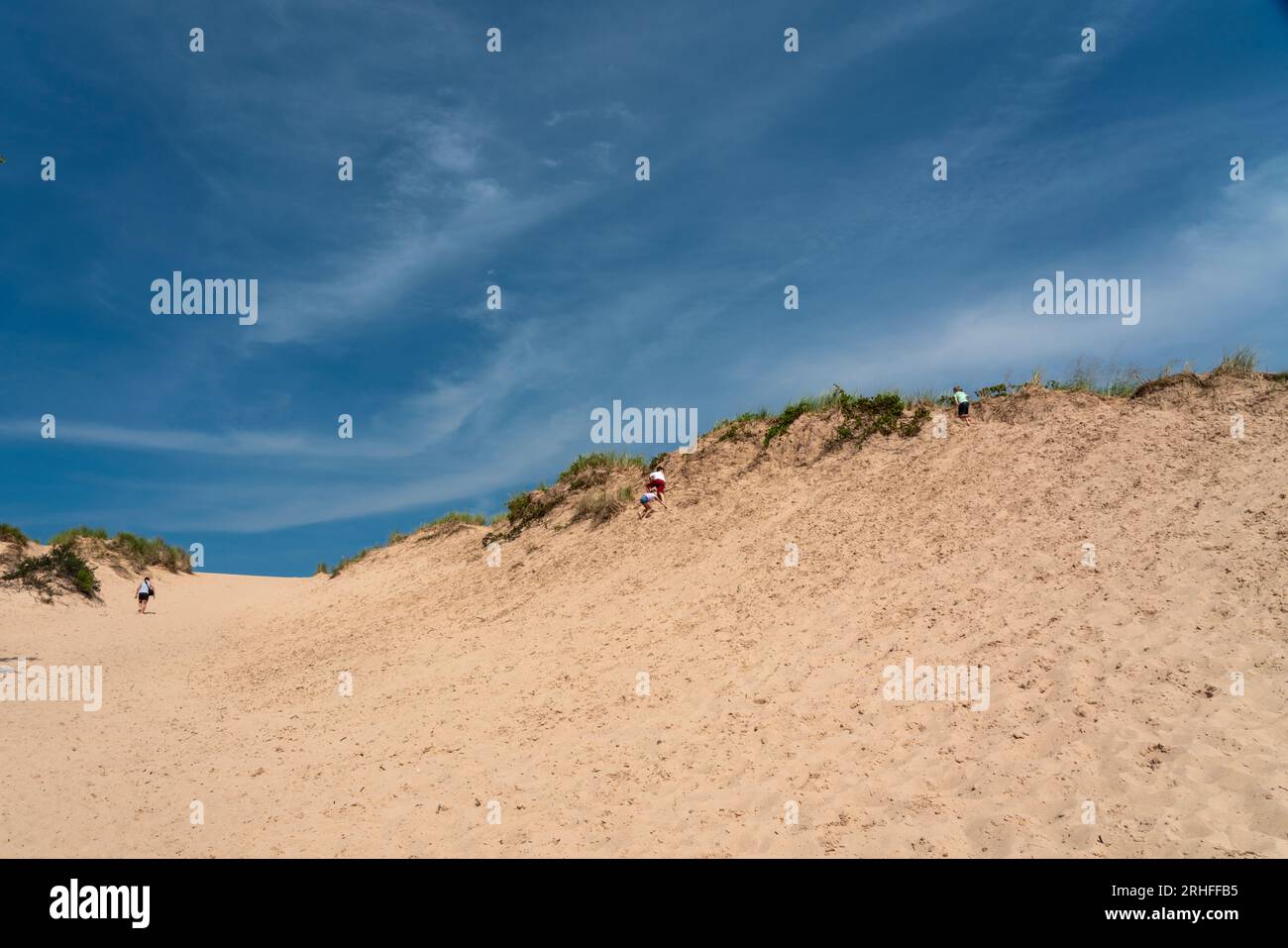 Dune hikers in Sleeping Bear National Seashore, Miichigan Stock Photo - Alamy